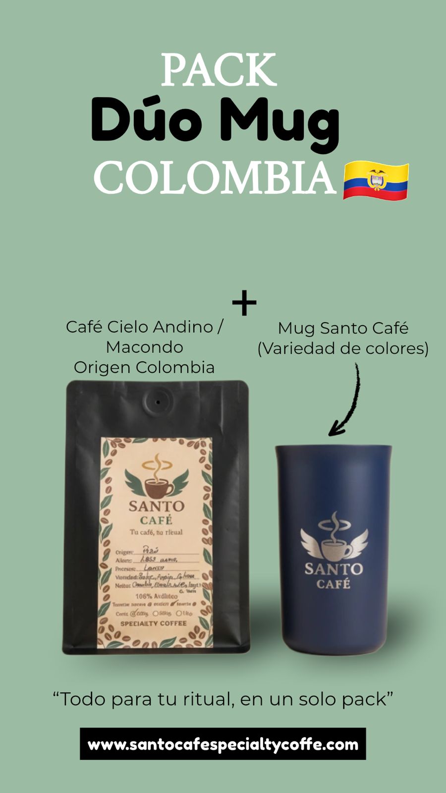 COLOMBIA DUO Mug (Café + Mug) | AHORRAS 15% – Santo Café Specialty Coffee